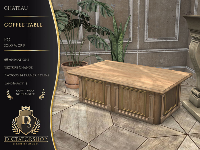Second Life Marketplace - [Ds] Chateau - Coffee Table PG